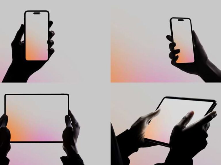 Handheld Smartphone and Tablet Mockups - Freebiesbug