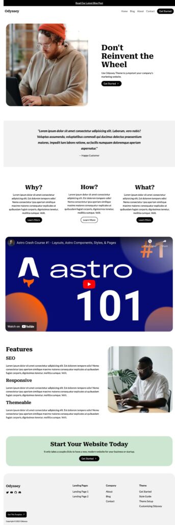 Odyssey: Free Marketing Website Template for Astro - Freebiesbug