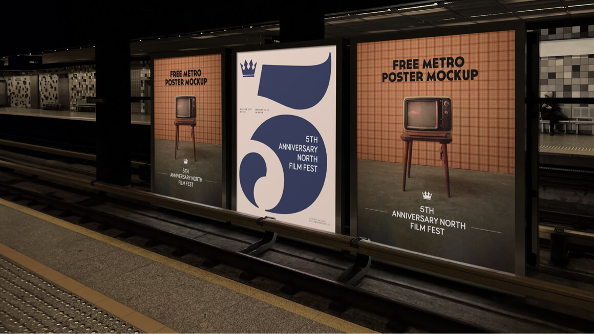Metro Poster Mockup - Free PSD - Freebiesbug