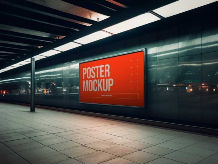 Illuminated Poster PSD Mockup - Freebiesbug