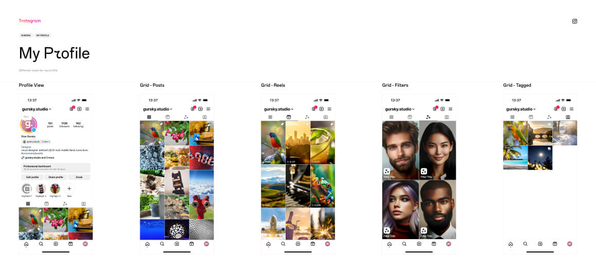 Free Instagram UI Kit for Figma - Freebiesbug