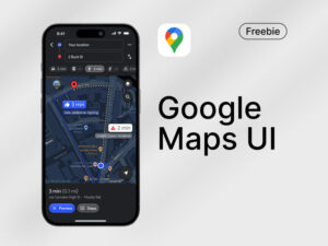Google Maps Mobile UI for Figma - Freebiesbug