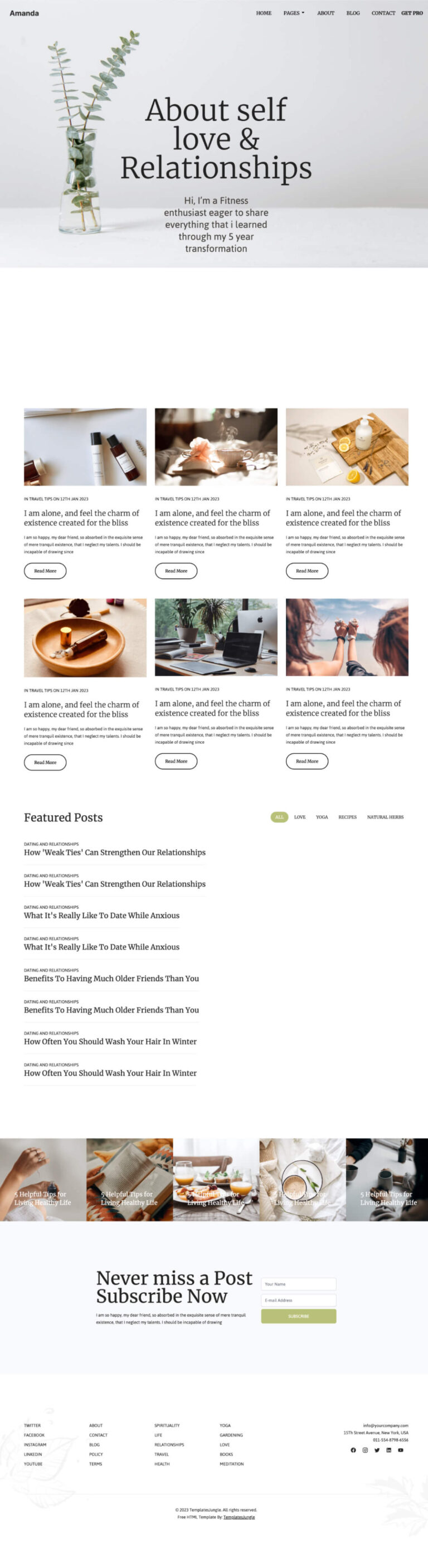 Amanda: Free Blog Tailwind CSS Template - Freebiesbug