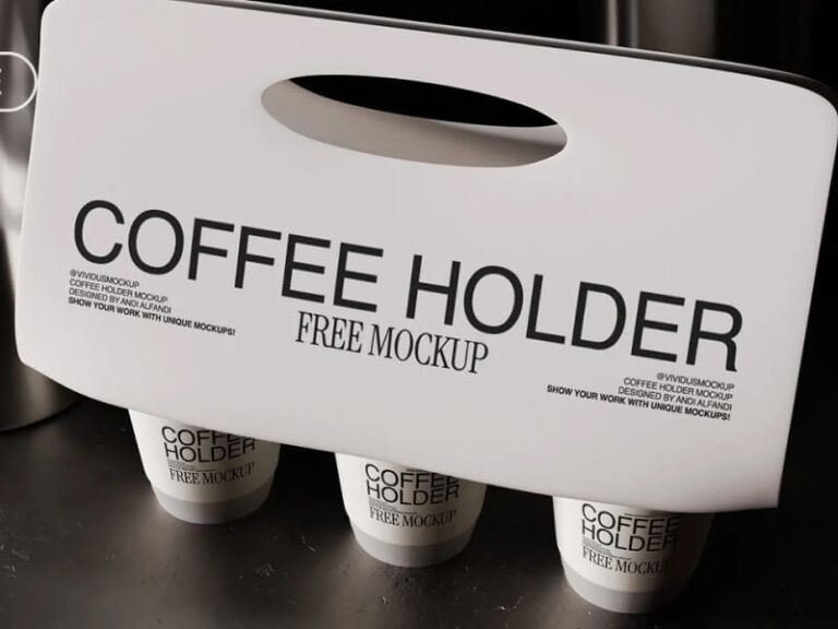 Coffee Cups Holder - PSD Mockup - Freebiesbug