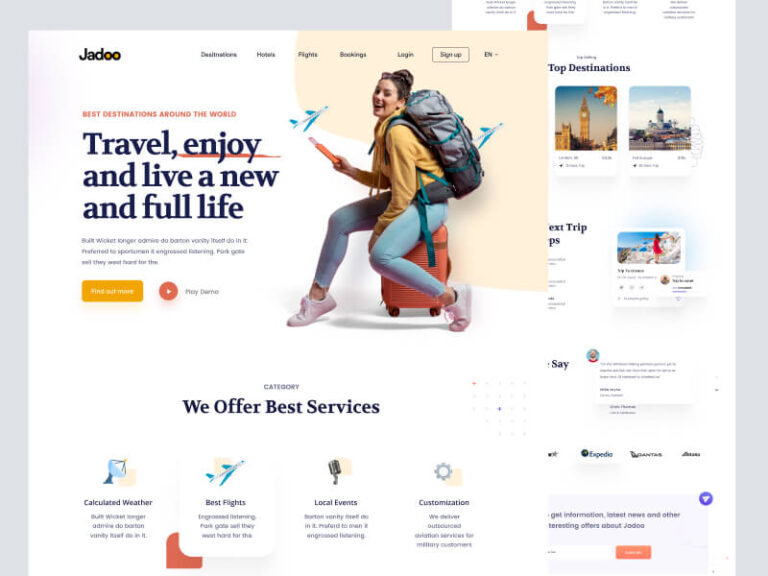 Travel Website Landing Template - Freebiesbug