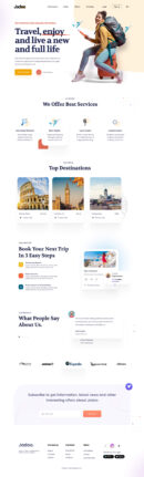 Travel Website Landing Template - Freebiesbug