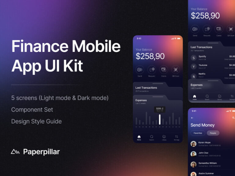 Figma UI Kit for Finance Mobile Apps - Freebiesbug