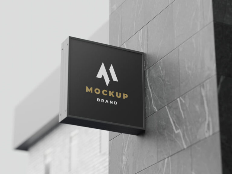 Outdoor Square Sign Mockup - Freebiesbug