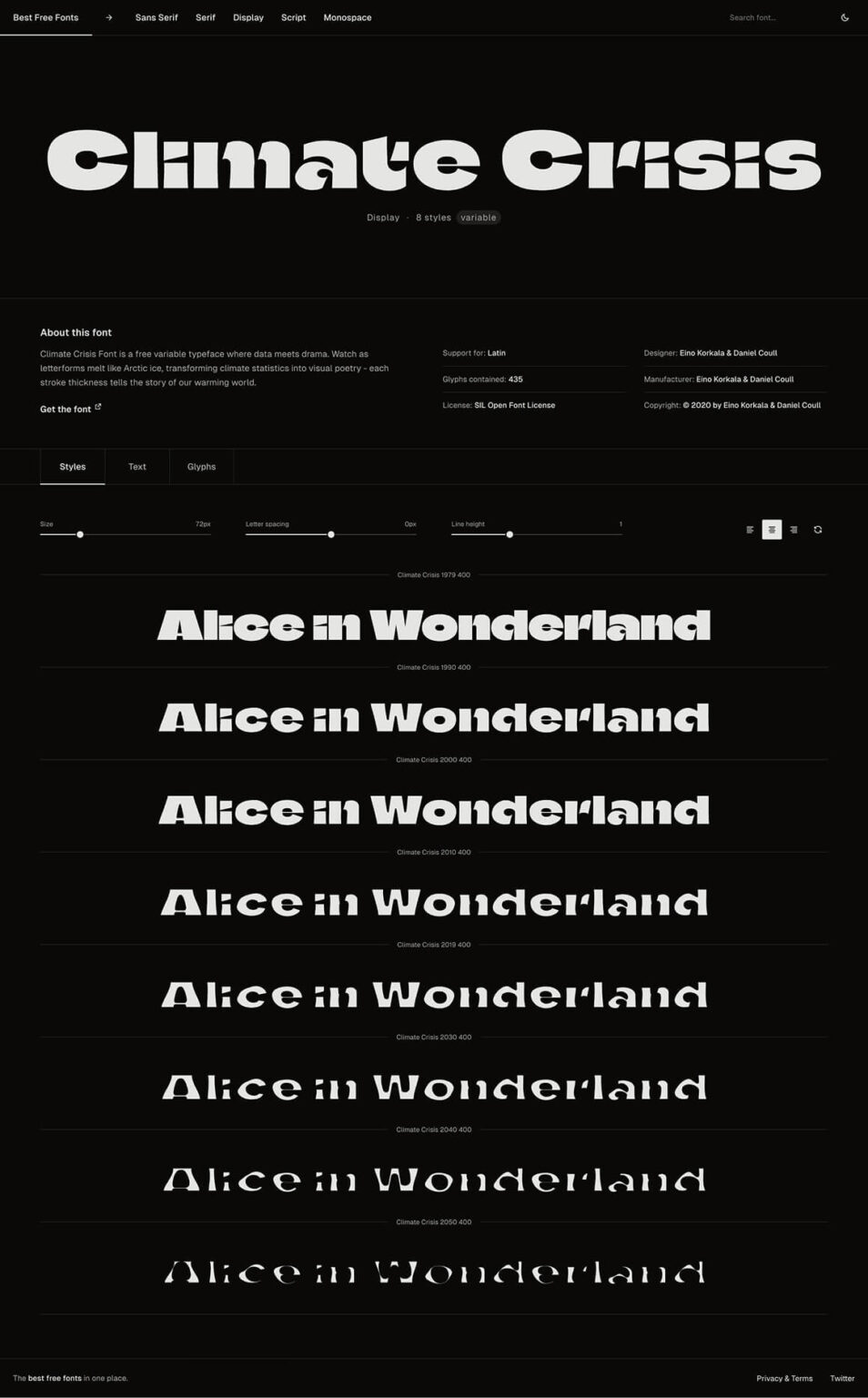 Climate Crisis: Free Variable Font in 8 Styles - Freebiesbug
