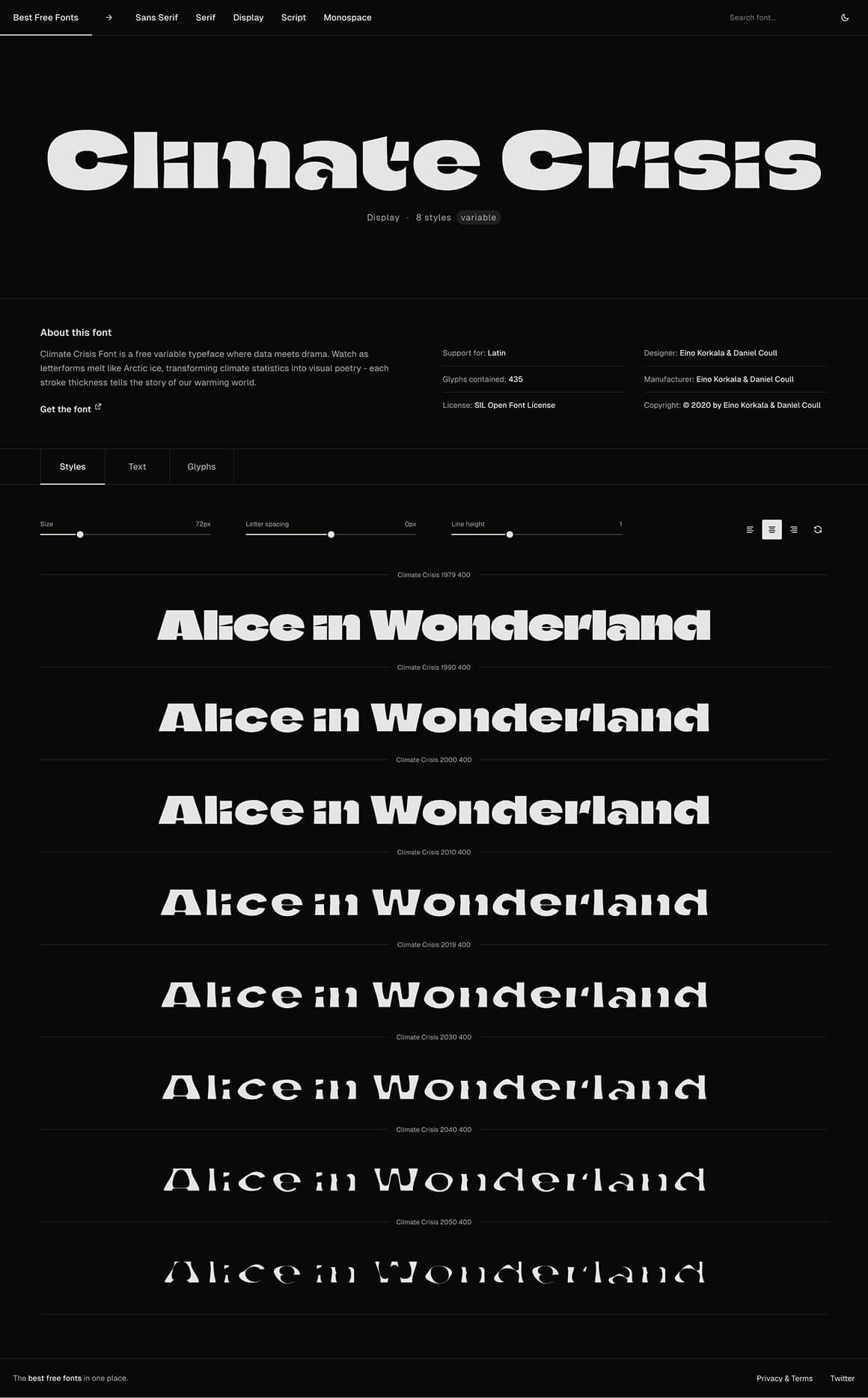 Climate Crisis: Free Variable Font in 8 Styles - Freebiesbug